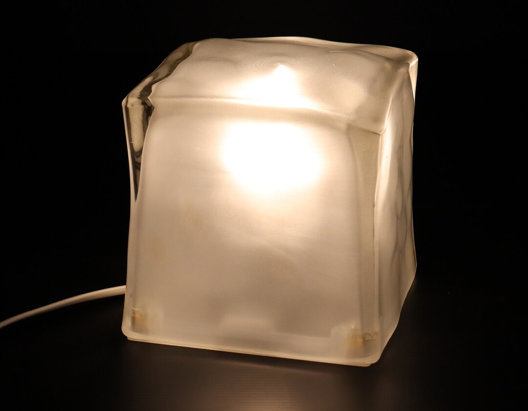 Vintage Frosted Glass Ice Cube Table Lamp From Ikea - Etsy