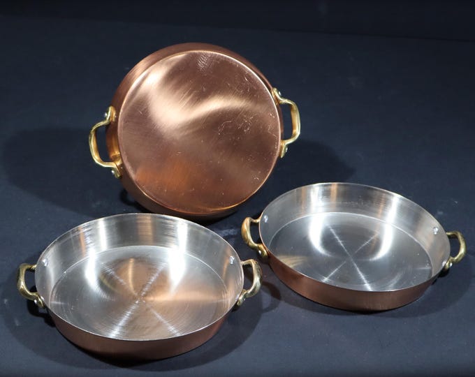 Set of 3 French Copper Gratin Pans Vintage Roasting Pans French ...