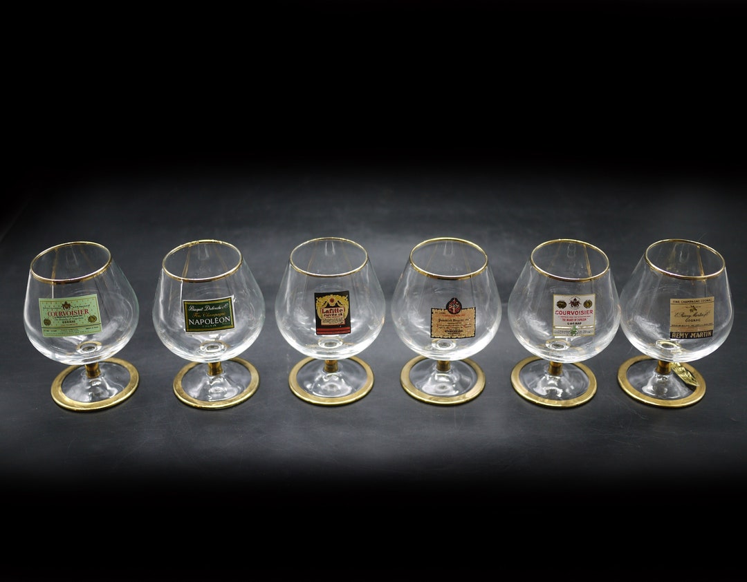 Set of 6 French Napoleon Cognac Glasses Vintage Advertising Brandy ...