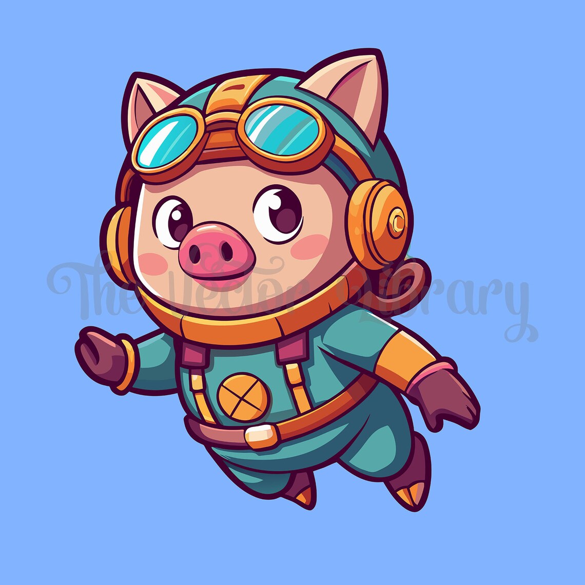 Cute Pig Skydiving Clipart, Cute Parachuting Vector, Chibi Piglet in ...