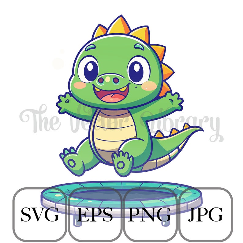 Crocodile on Trampoline Clipart Happy Reptile Having Fun, Chibi ...