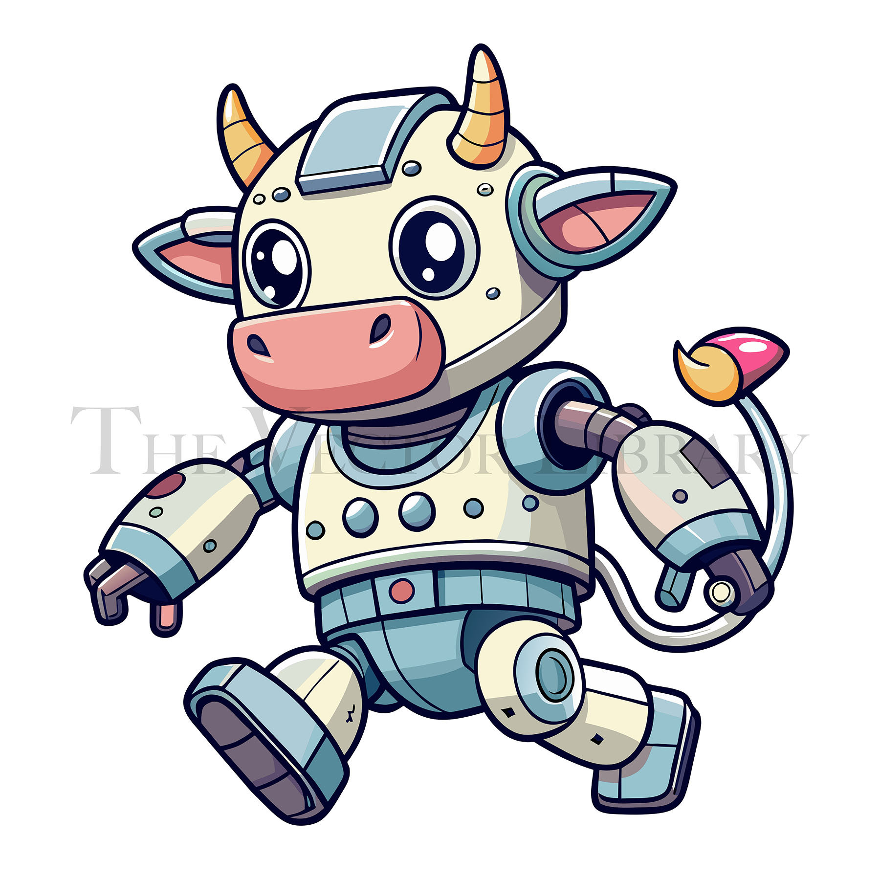 Futuristic Robot Cow Clipart, Mechanical Bovine, Cute Cyborg Cow ...