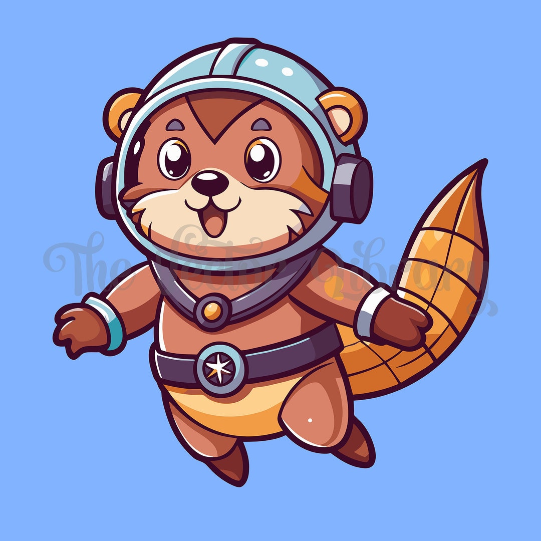 Cute Beaver Skydiving Clipart, Cute Parachuting Vector, Chibi Beaver in ...