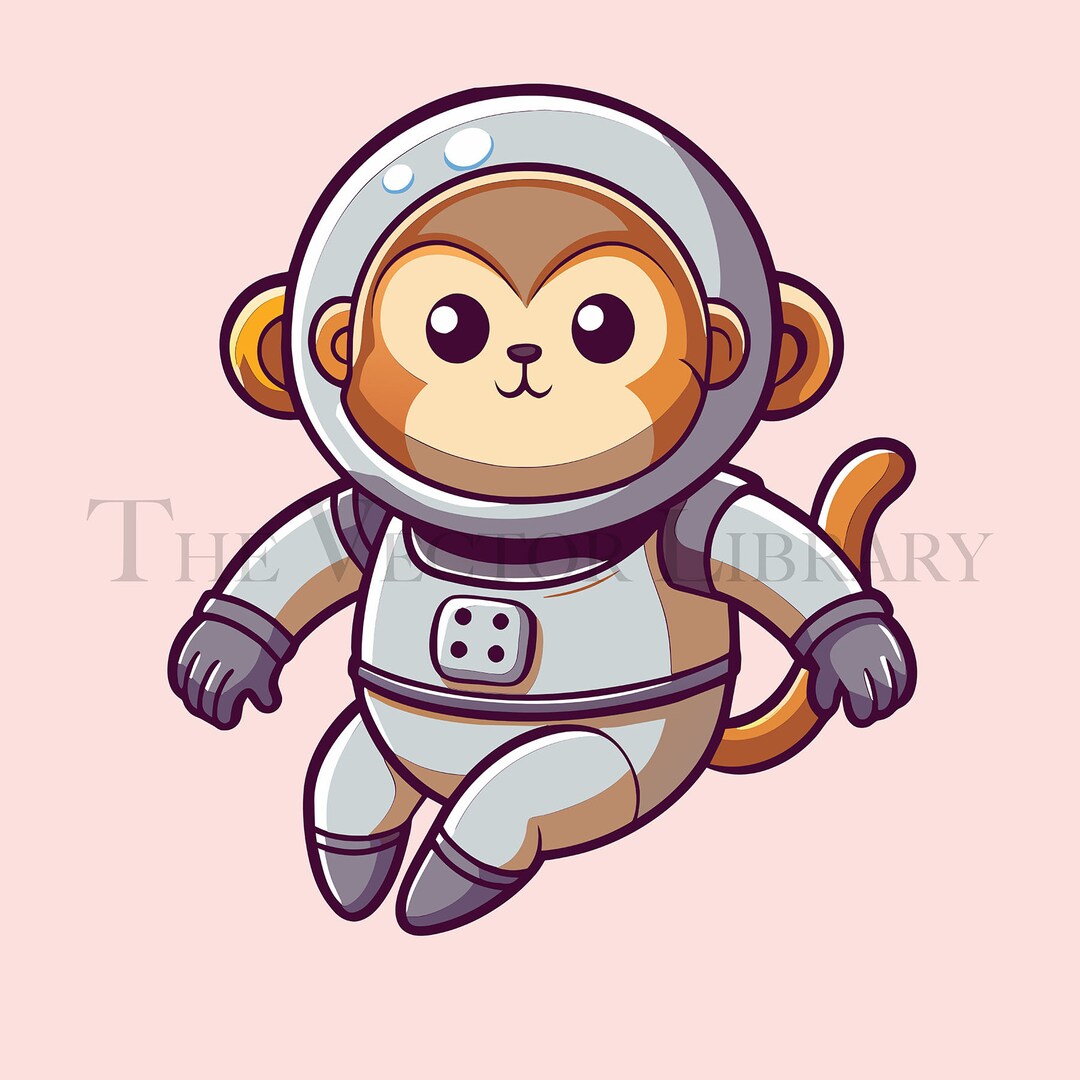 Monkey Astronaut Clipart,monkey Explorer in Space Suit, Space Adventure ...