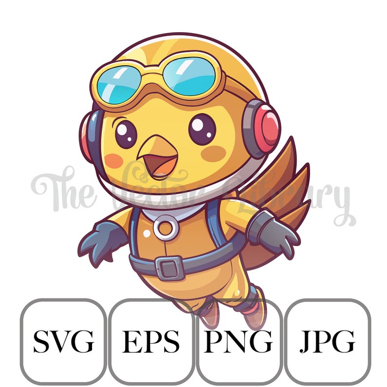 Cute Chicken Skydiving Clipart, Cute Parachuting Vector, Chibi Chick in ...