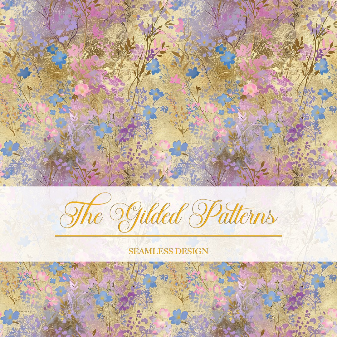 Gold Botanical Seamless Pattern for Junk Journal, Gilded Wildflowers ...