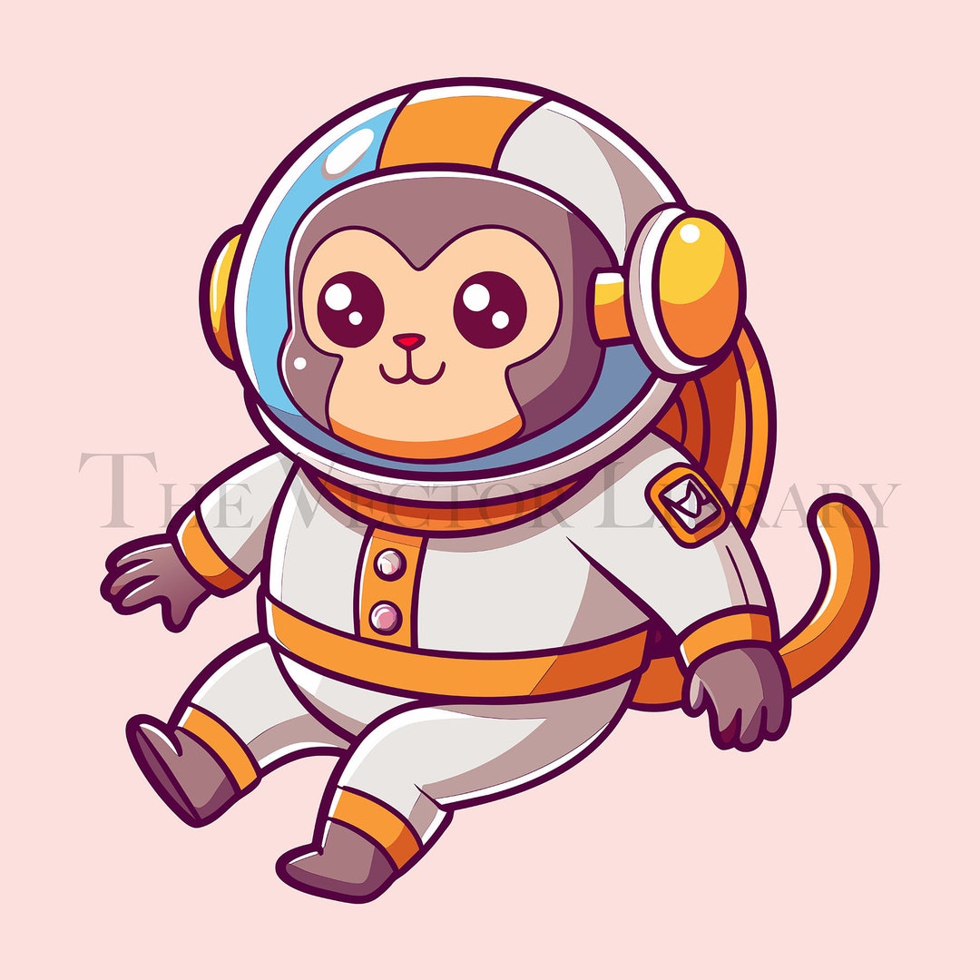Monkey Astronaut Clipart,monkey Explorer in Space Suit, Space Adventure ...