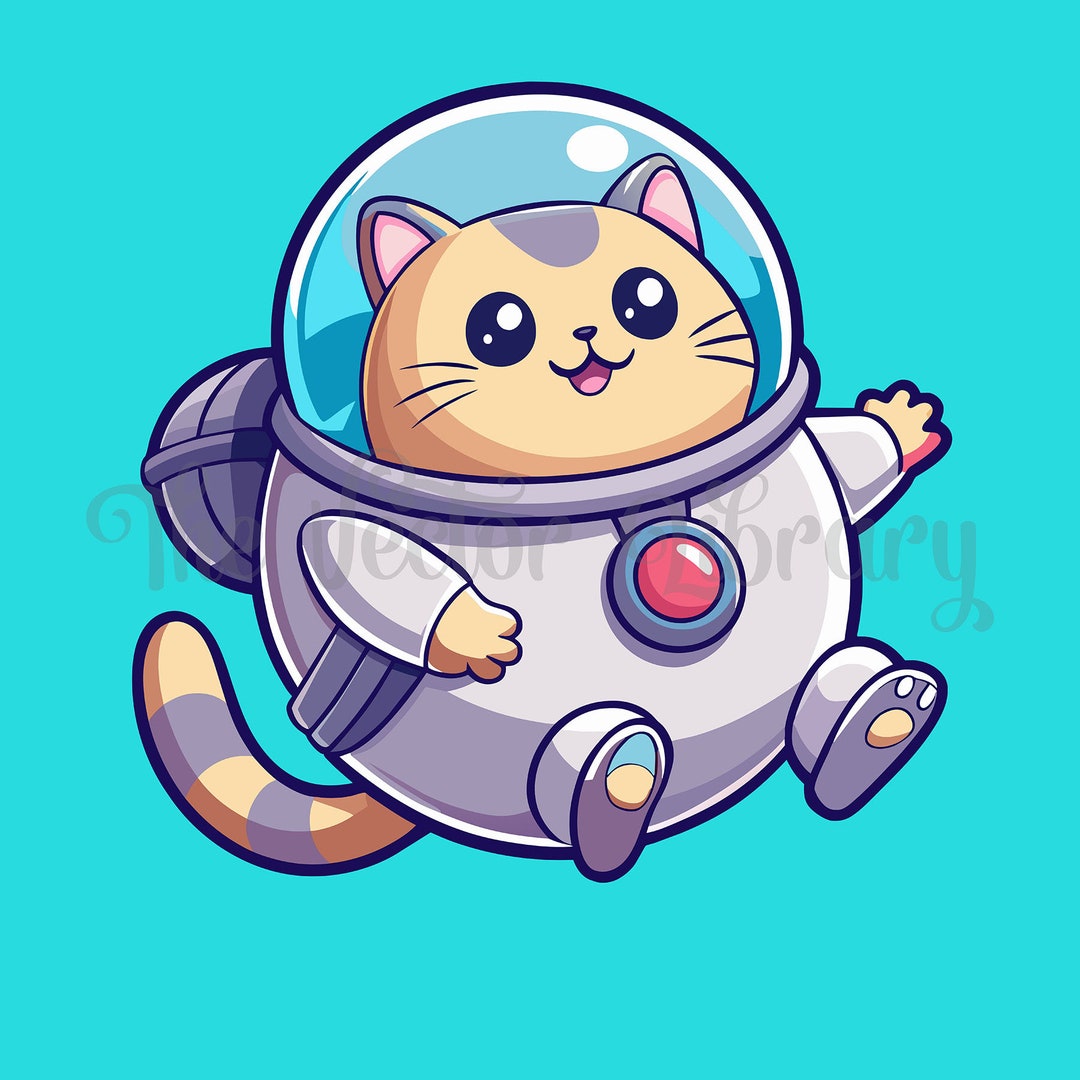 Astronaut Cat Floating in Space Clipart,kitty in Space Suit,kitten in ...
