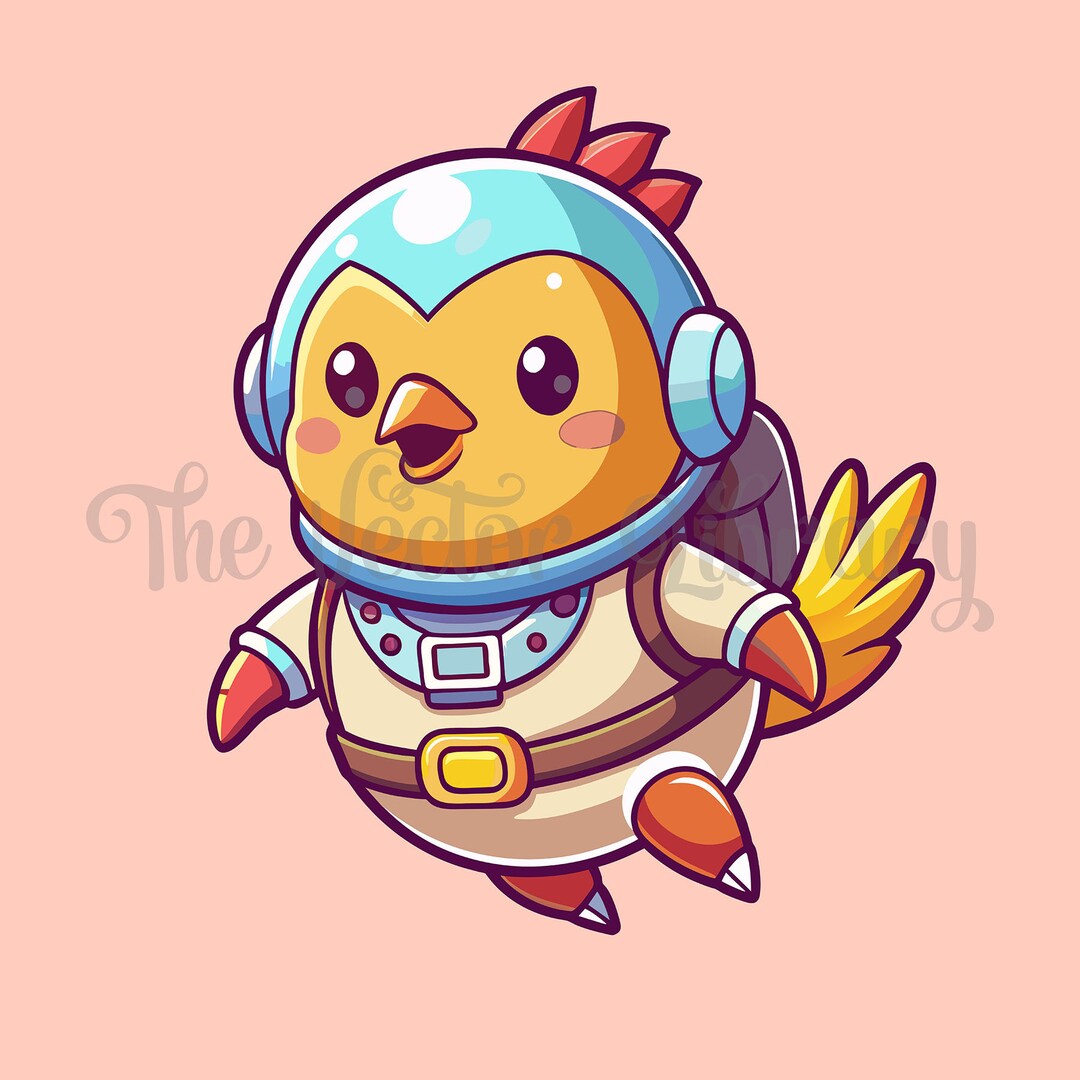 Cute Chicken Skydiving Clipart, Cute Parachuting Vector, Chibi Chick in ...