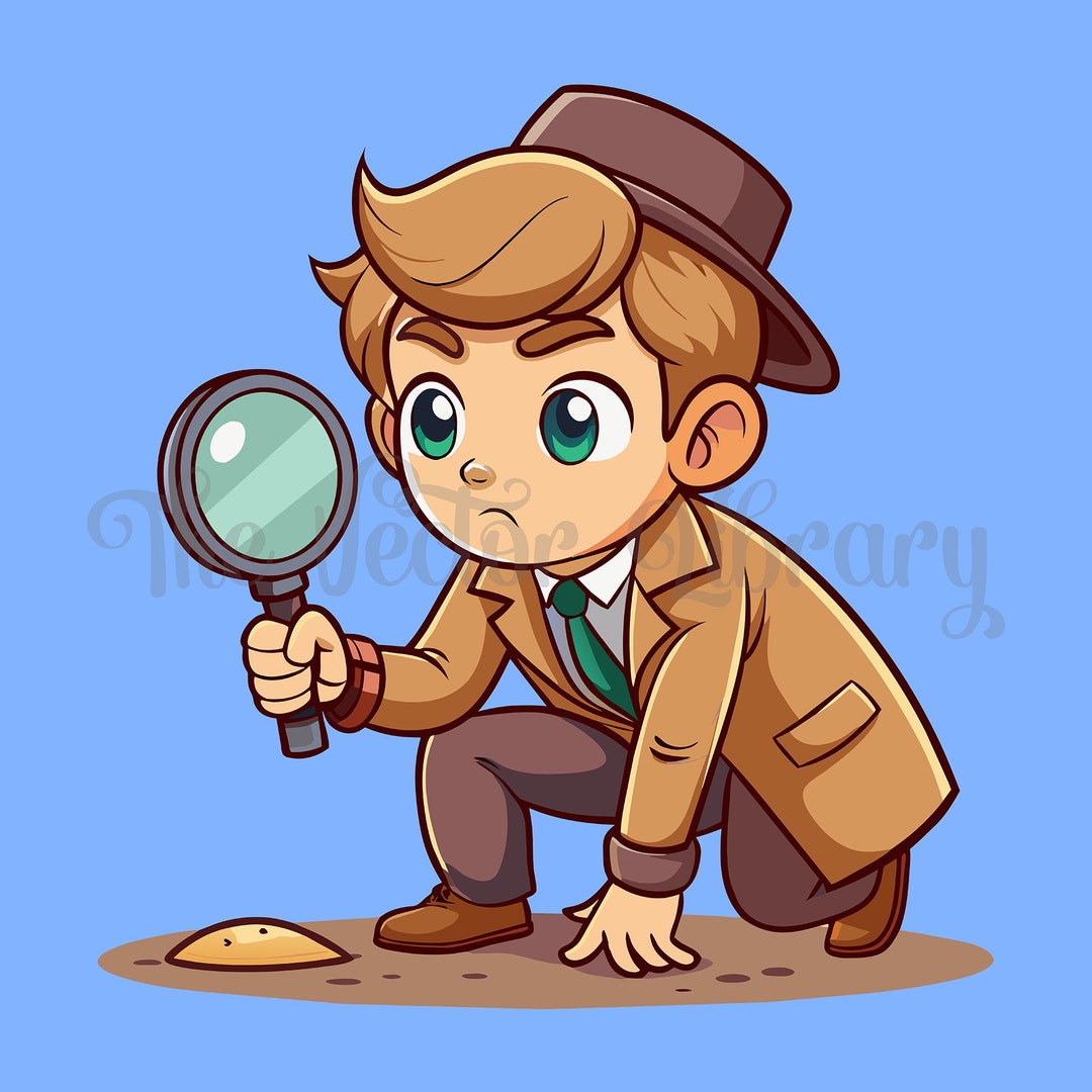 Junior Sleuth With Magnifying Glass,mystery Solver Investigating, Boy ...