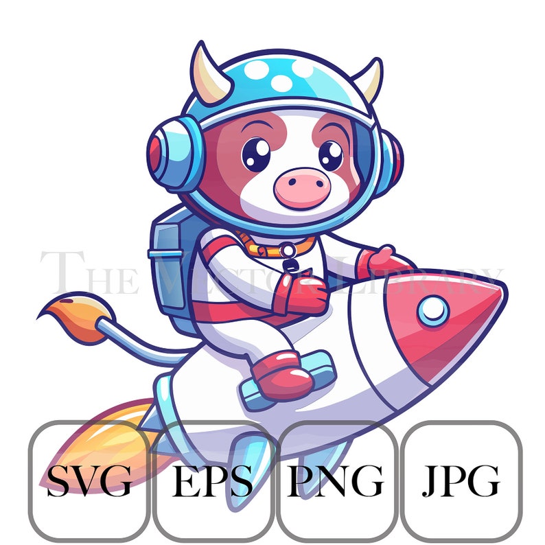 Cow Astronaut Riding a Rocket,bovine Space Explorer, Bull in Spacesuit ...