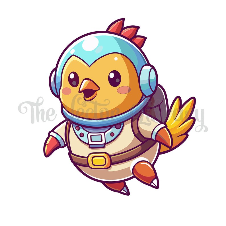 Cute Chicken Skydiving Clipart, Cute Parachuting Vector, Chibi Chick in ...
