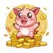 Wealthy Piglet With Gold Coins Pink Piggy and Money Pile Piggy Bank ...