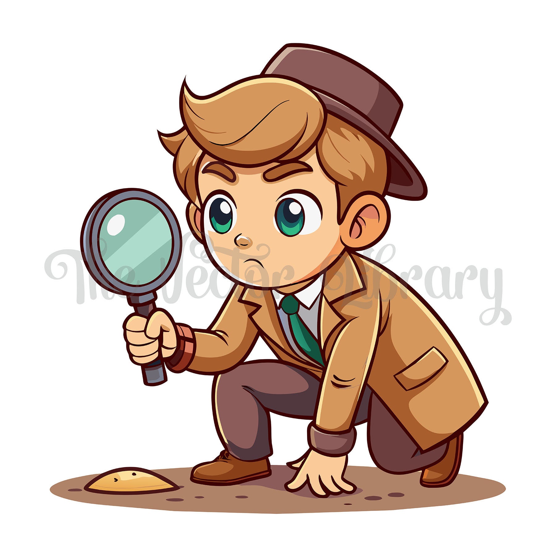 Junior Sleuth With Magnifying Glass,mystery Solver Investigating, Boy ...