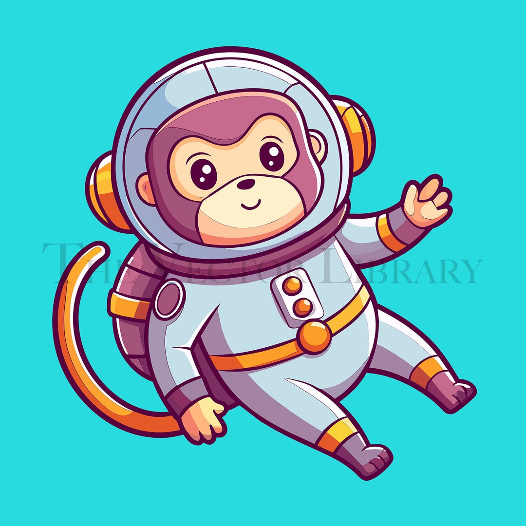 Monkey Astronaut Clipart,monkey Explorer in Space Suit, Space Adventure ...