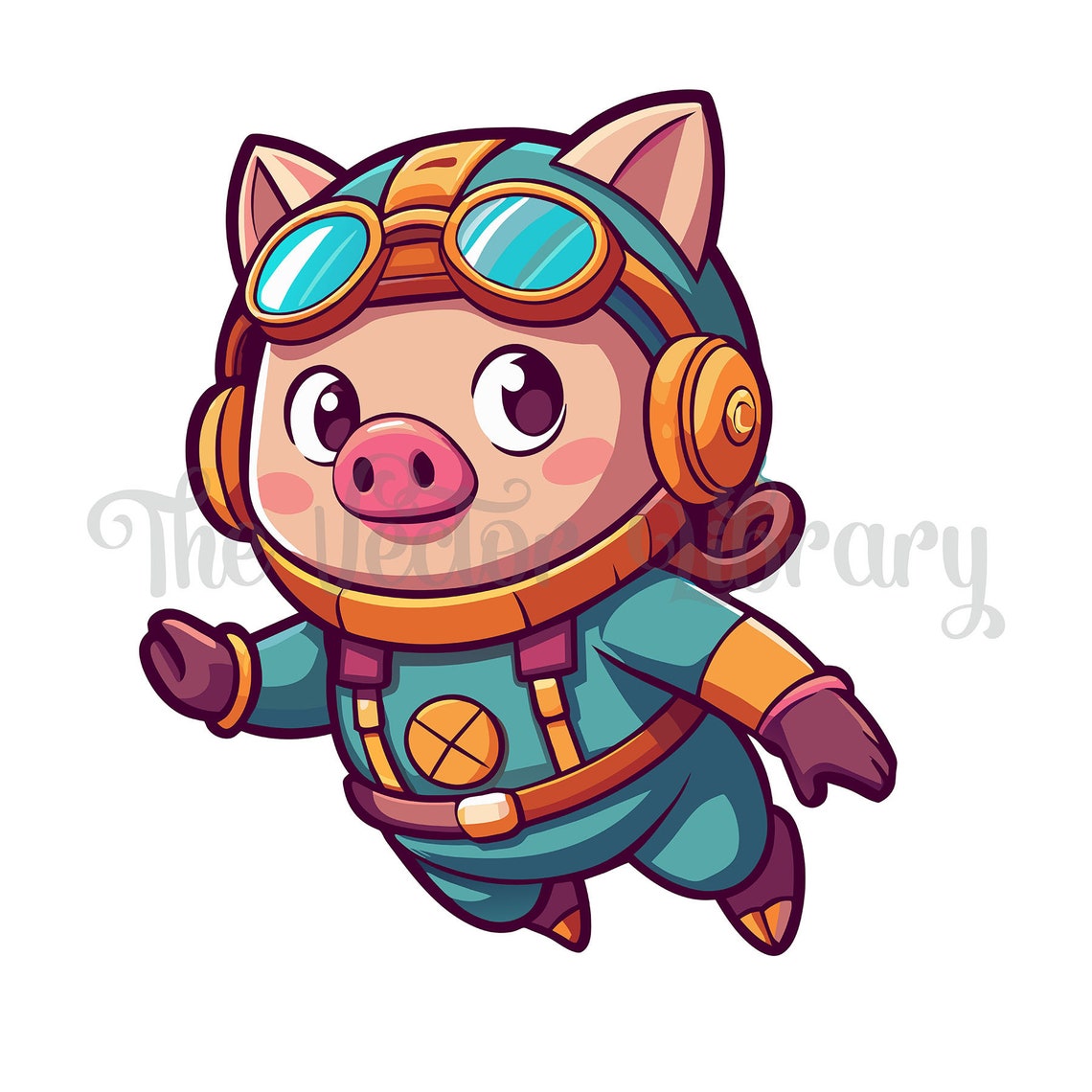 Cute Pig Skydiving Clipart, Cute Parachuting Vector, Chibi Piglet in ...