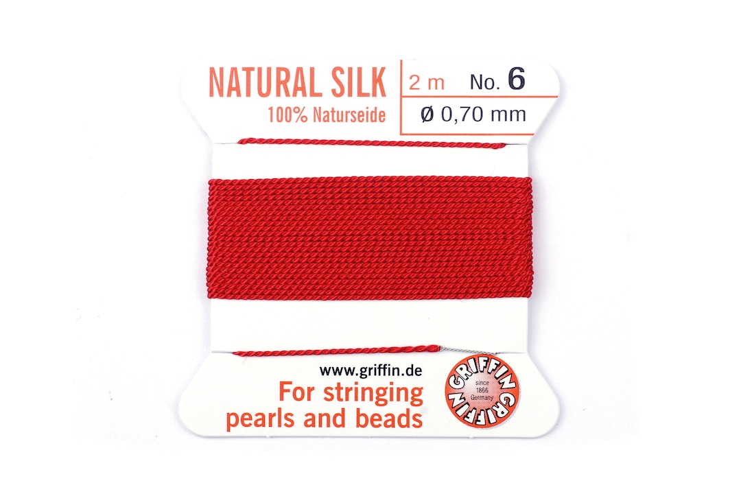 Natural Silk Thread in Bright Red, CHOICE of Thicknesses, Griffin Silk ...