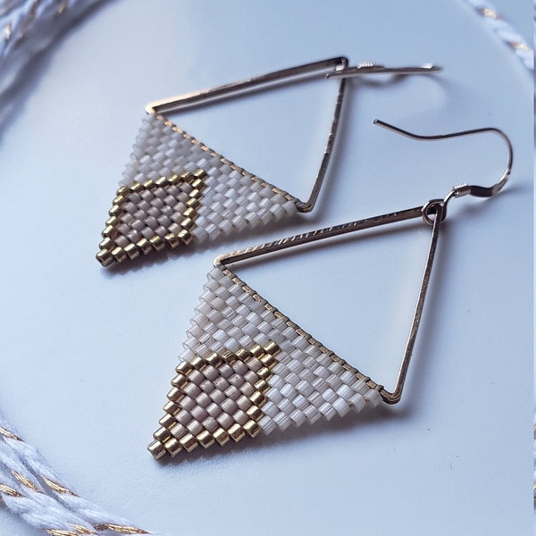 Beaded Triangle Earrings - Etsy