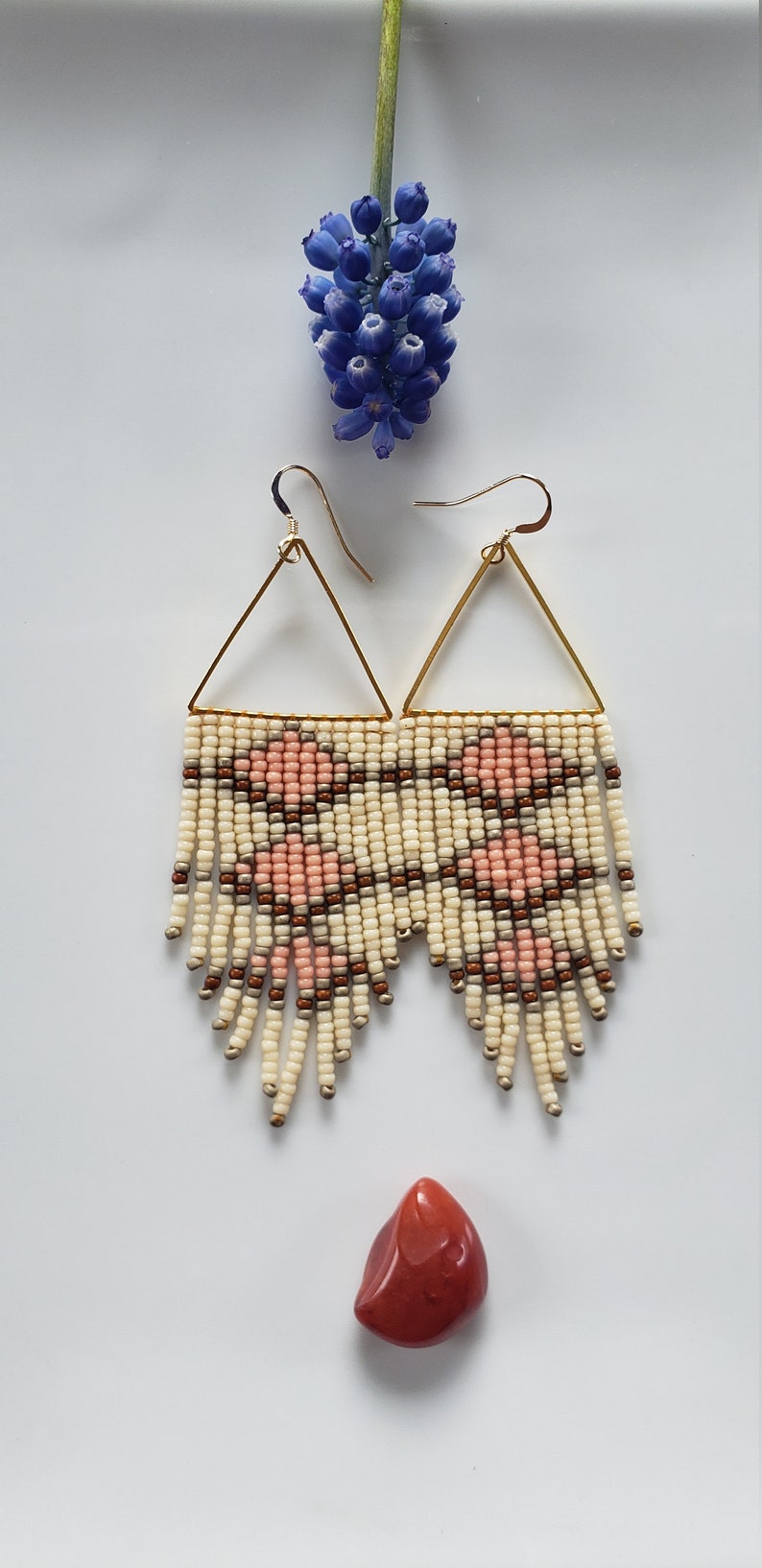 Raspberries and Cream. Handwoven earrings. Seed bead earrings. | Etsy