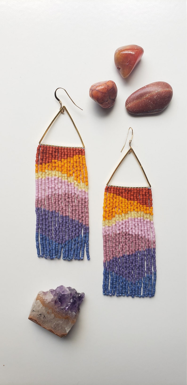 Sunrise Sunset. Handwoven Earrings. Seed Bead Earrings. - Etsy