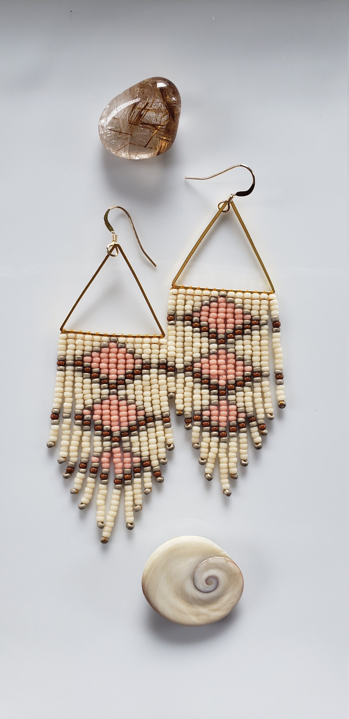 Raspberries and Cream. Handwoven earrings. Seed bead earrings. | Etsy