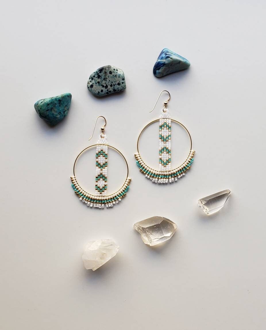 Debut. Handmade Earrings. Seed Bead Earrings. Hoop Earrings. - Etsy