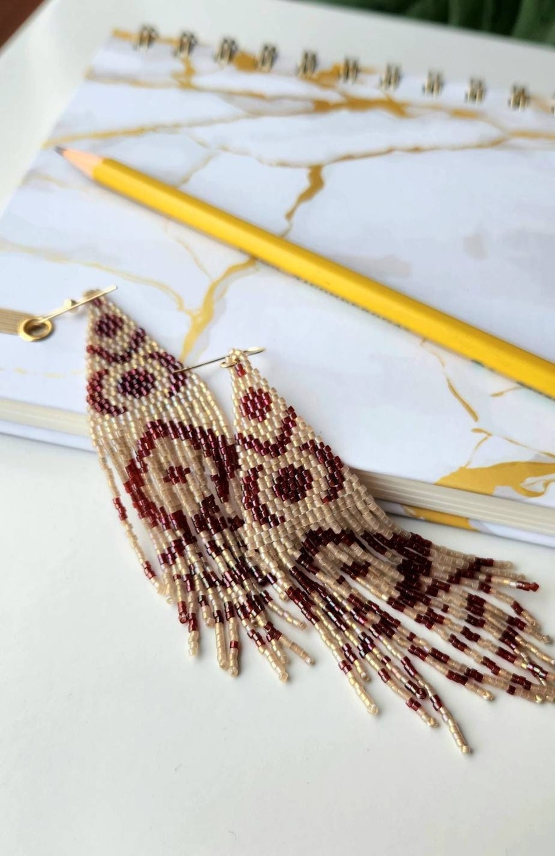 Red Moon Goddess. Seed Bead Earrings. Fringe Earrings. Symbol Earrings ...