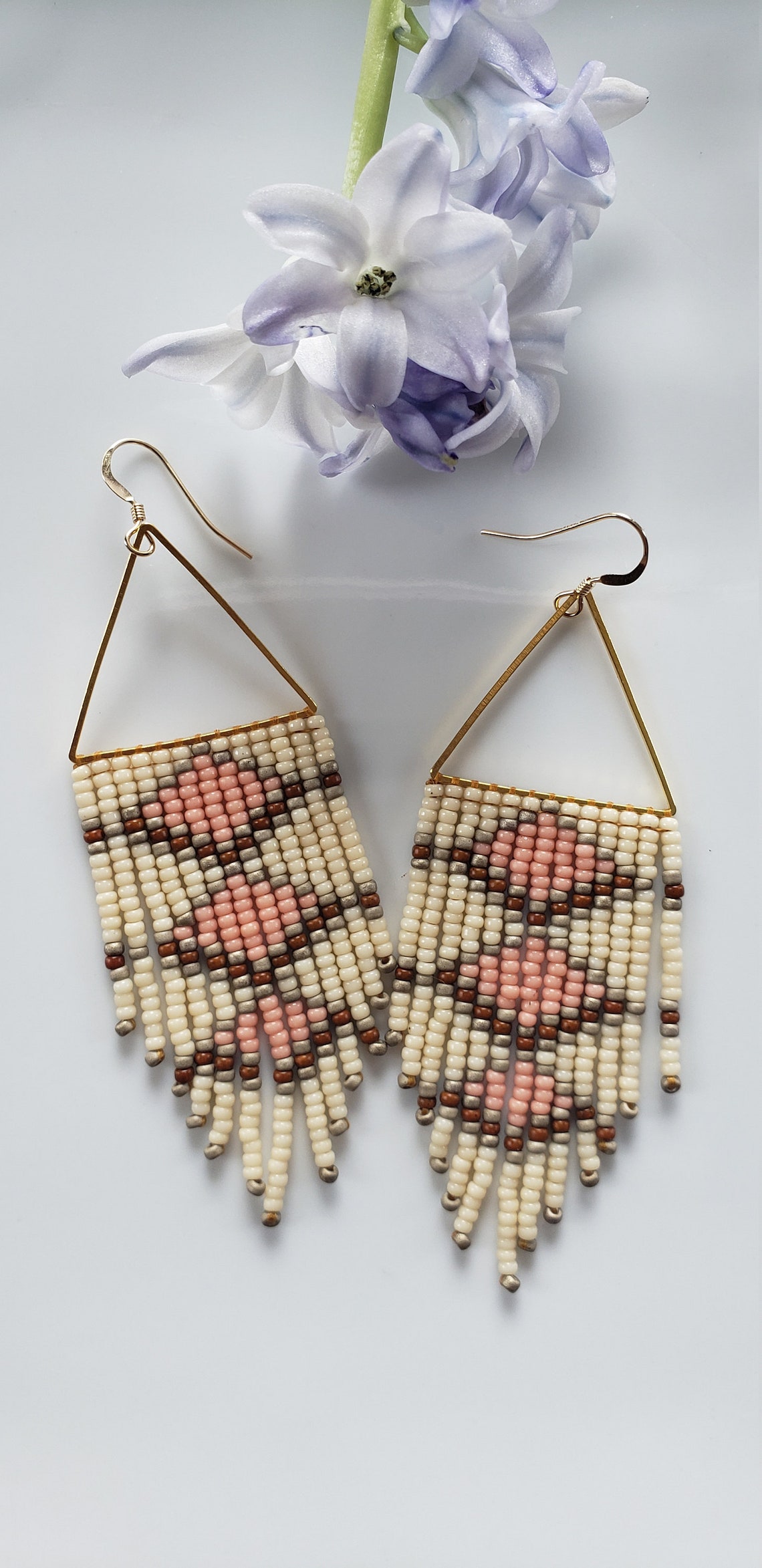 Raspberries and Cream. Handwoven Earrings. Seed Bead Earrings. - Etsy