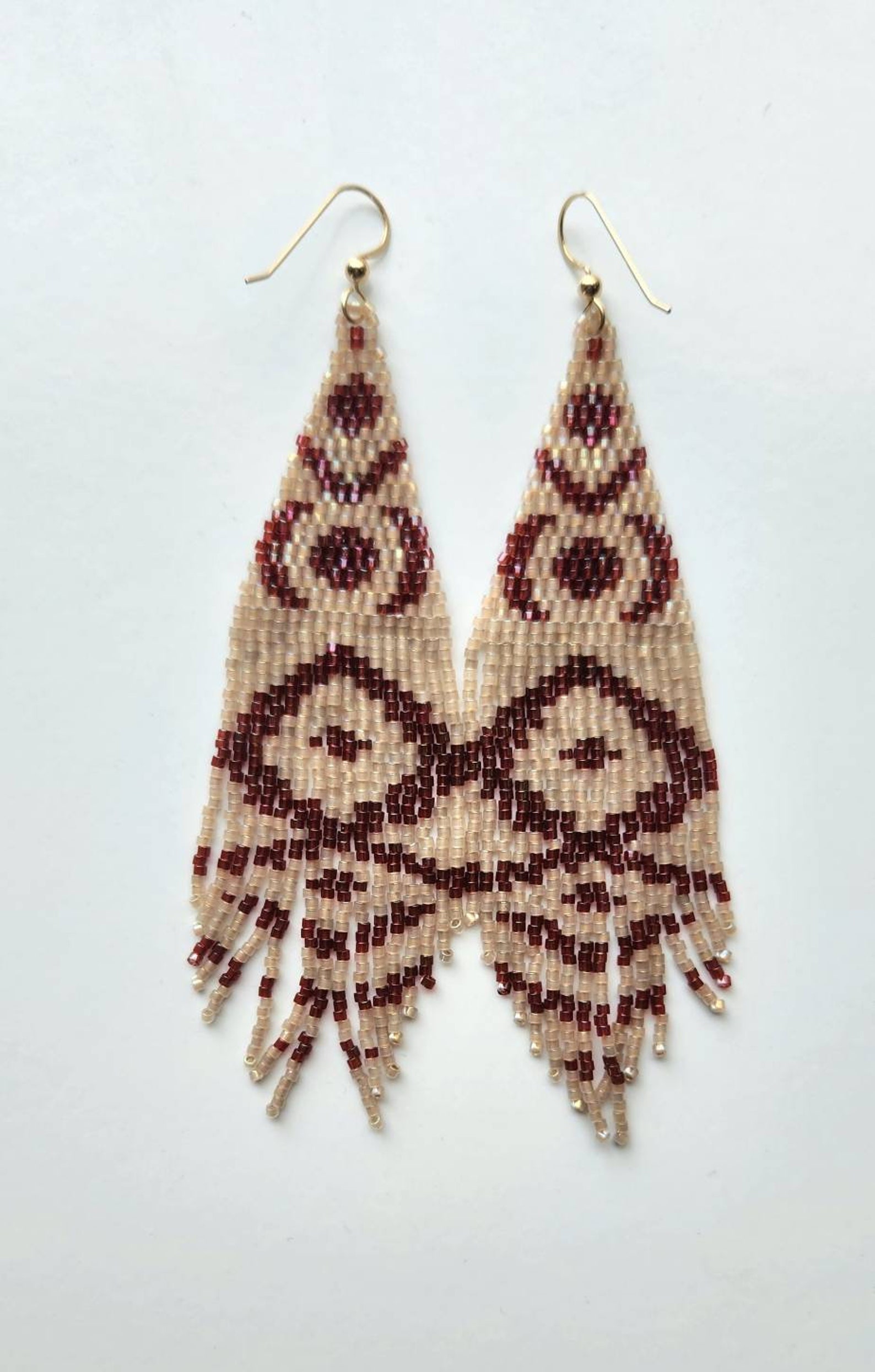 Red Moon Goddess. Seed Bead Earrings. Fringe Earrings. Symbol Earrings ...