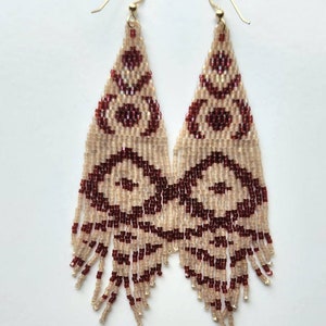 Red Moon Goddess. Seed Bead Earrings. Fringe Earrings. Symbol Earrings ...