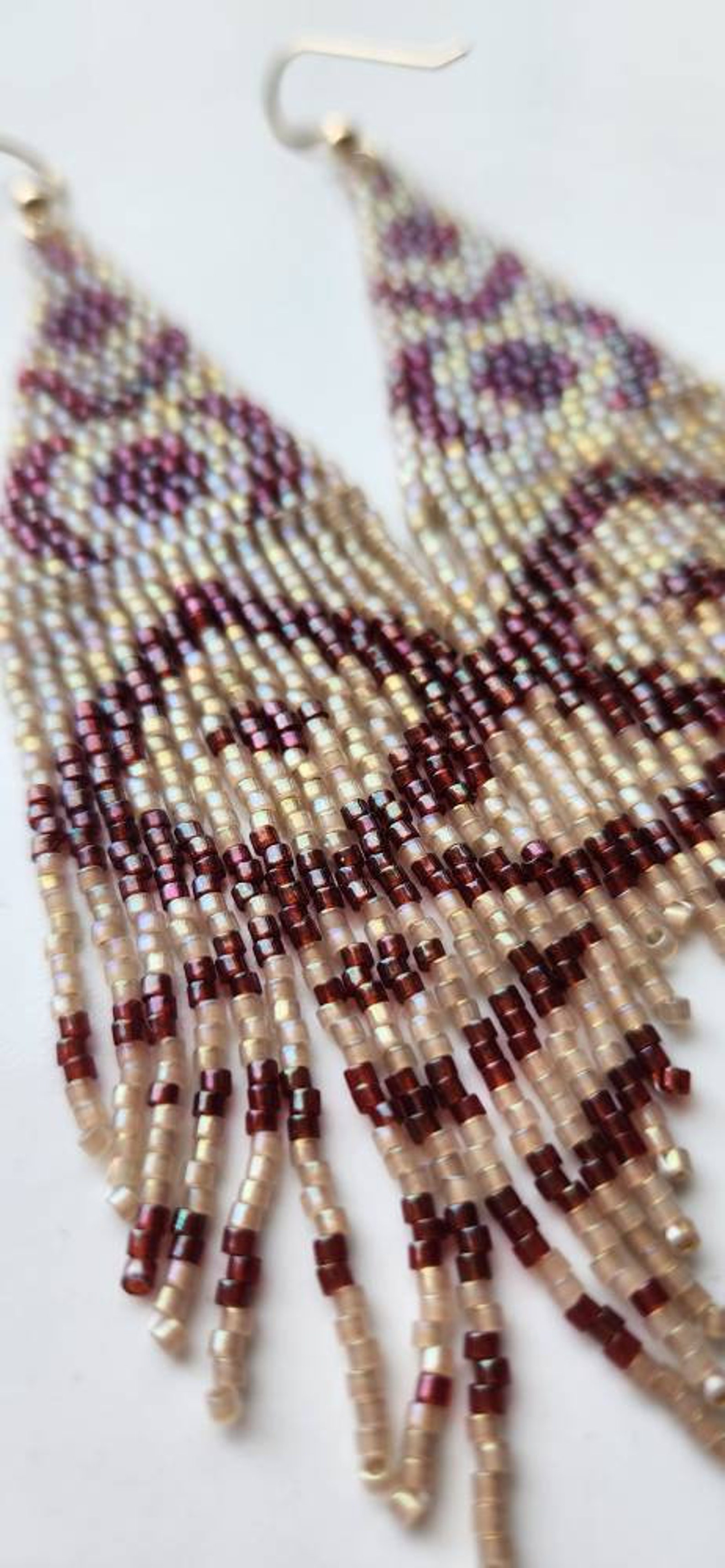 Red Moon Goddess. Seed Bead Earrings. Fringe Earrings. Symbol Earrings ...