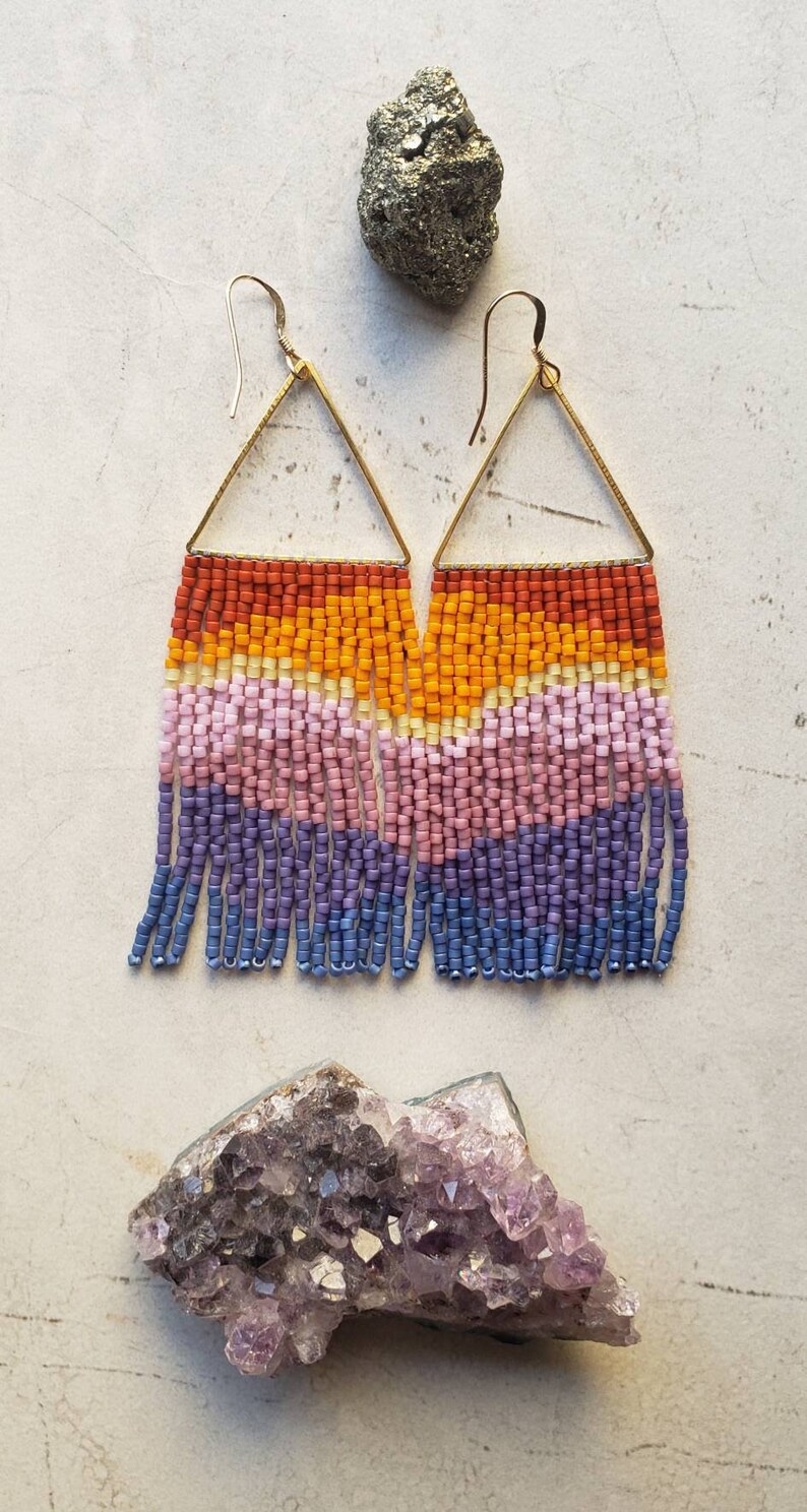 Sunrise Sunset. Handwoven earrings. Seed bead earrings. | Etsy
