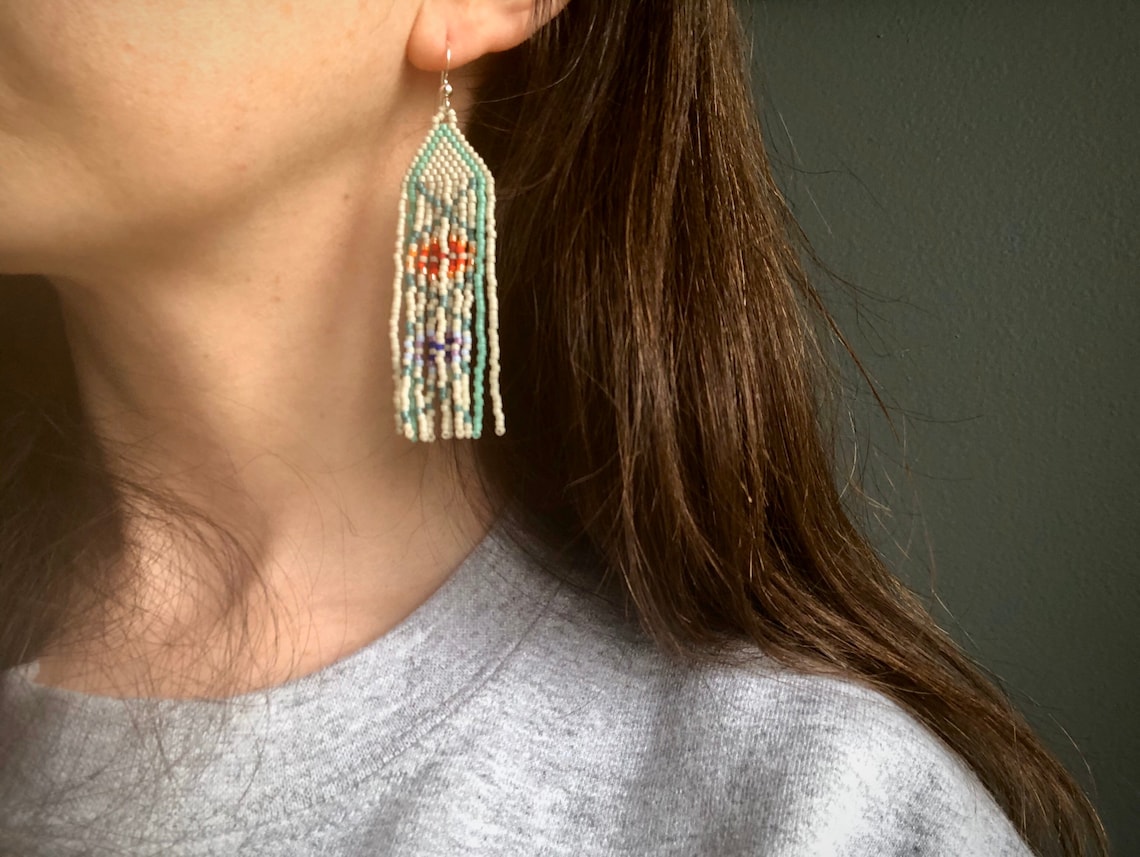 Country Tradition. Handwoven Earrings. Seed Bead Earrings. Fringe ...