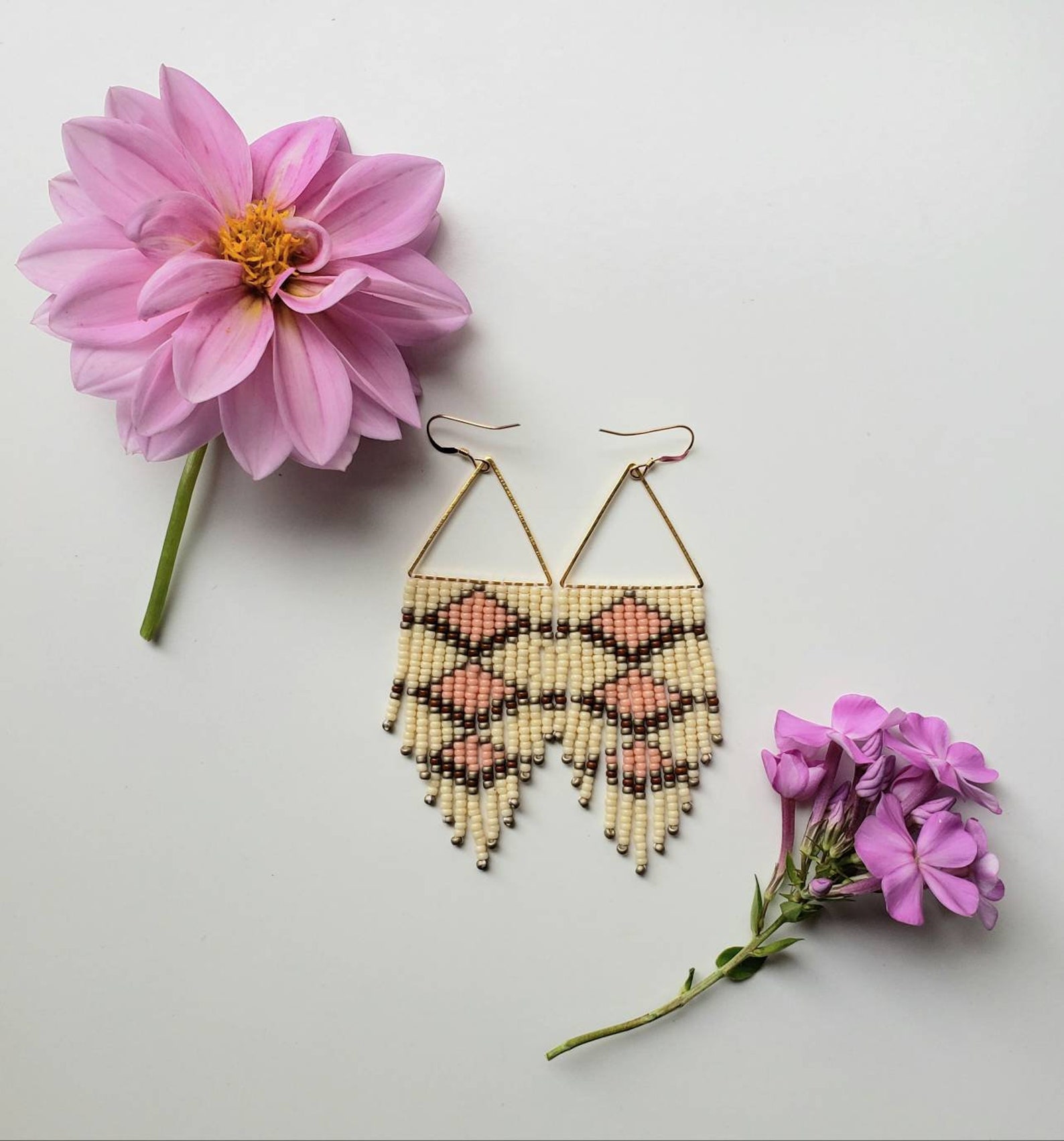 Raspberries and Cream. Handwoven Earrings. Seed Bead Earrings. - Etsy