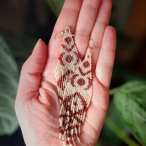 Red Moon Goddess. Seed Bead Earrings. Fringe Earrings. Symbol Earrings ...