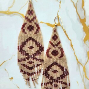 Red Moon Goddess. Seed Bead Earrings. Fringe Earrings. Symbol Earrings ...