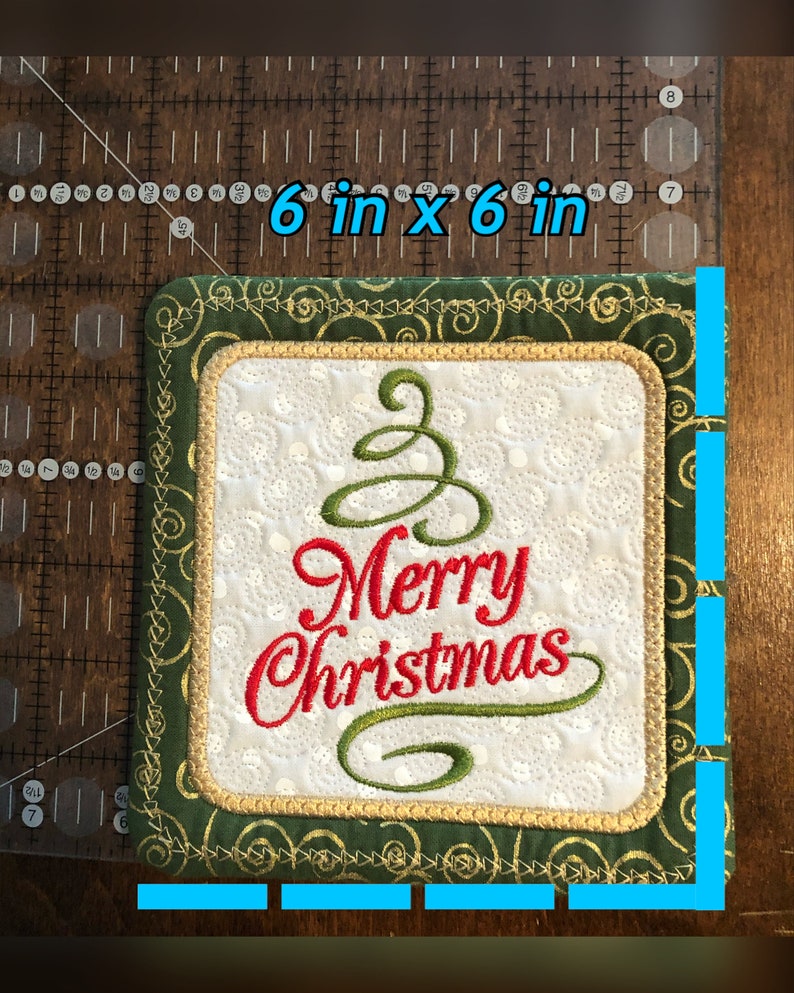 Embroidered Merry Christmas Coasters (2) - Etsy
