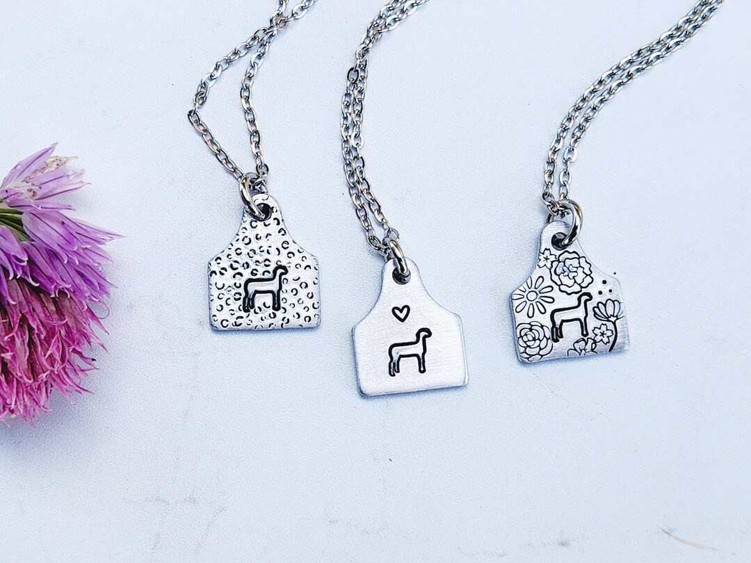 Hand Stamped Tiny Cattle Tag Necklace, Farm Animal Jewelry - Etsy