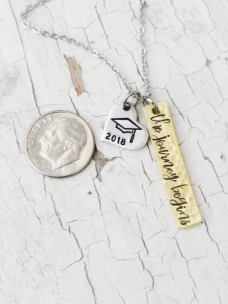 The journey begins graduation necklace graduate jewelry | Etsy