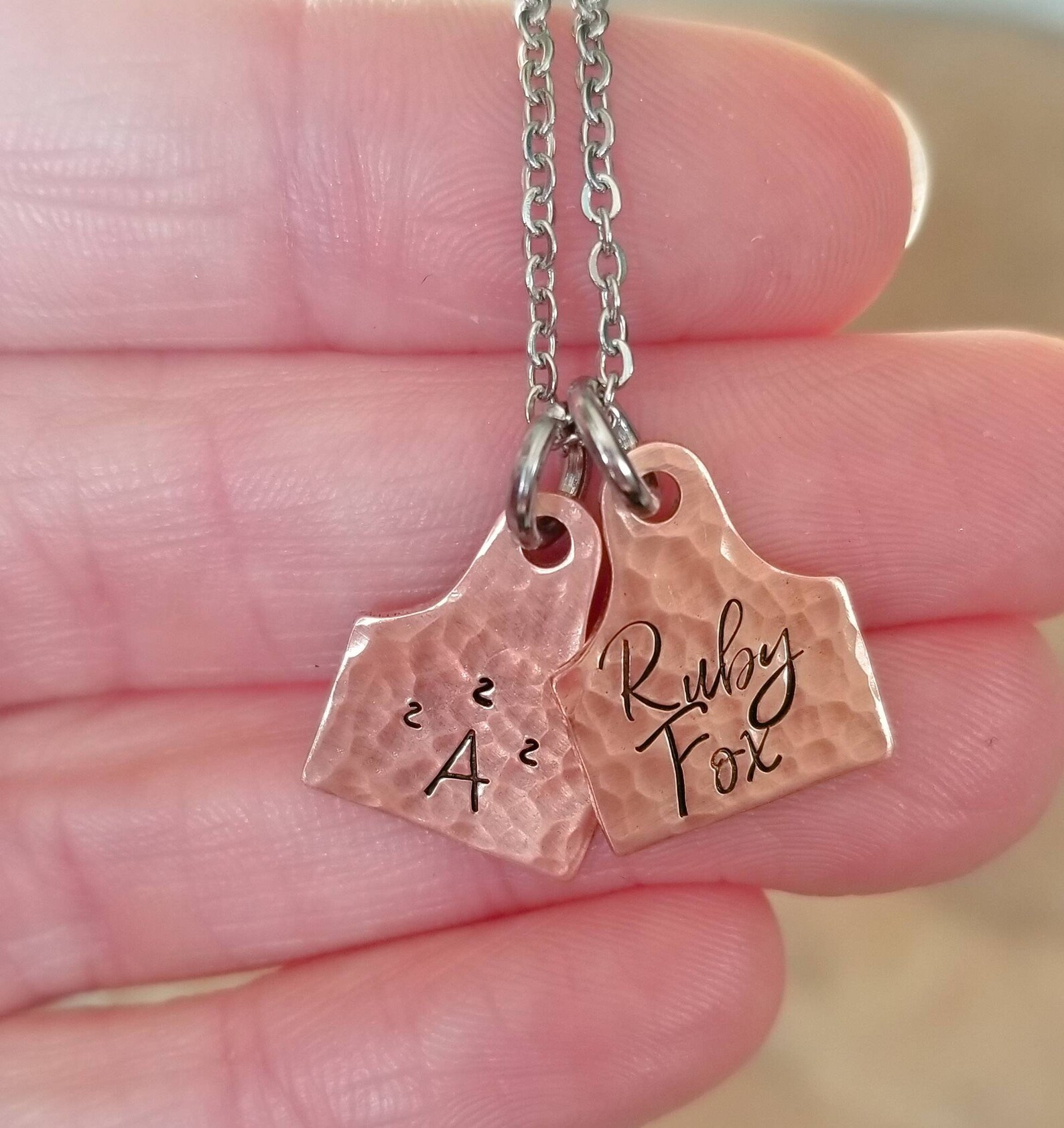 Textured tiny ear tag mixed metal tag multiple ear tags cow | Etsy