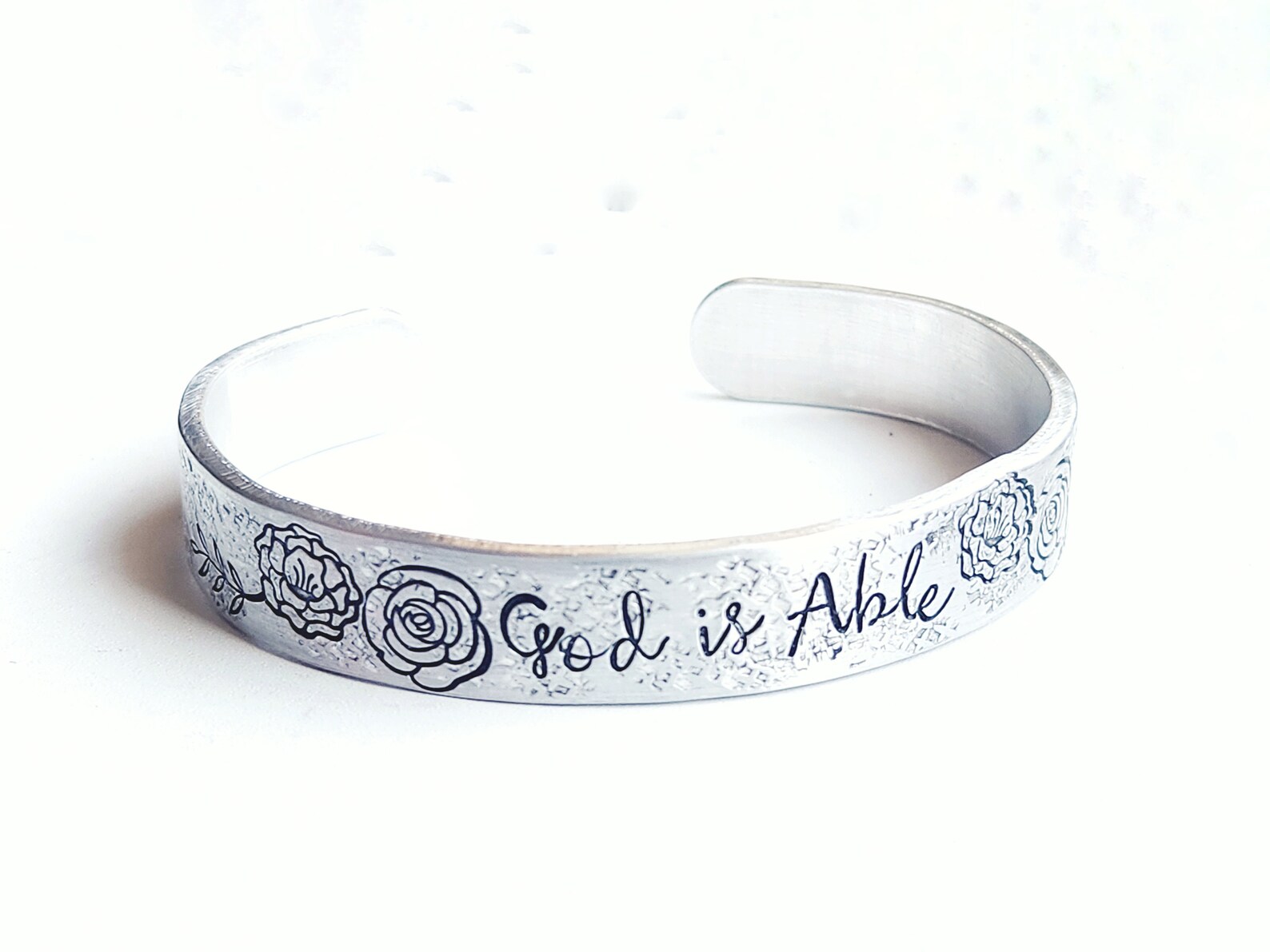 Hand Stamped God is Able Aluminum Cuff Bracelet, Christian Jewelry - Etsy