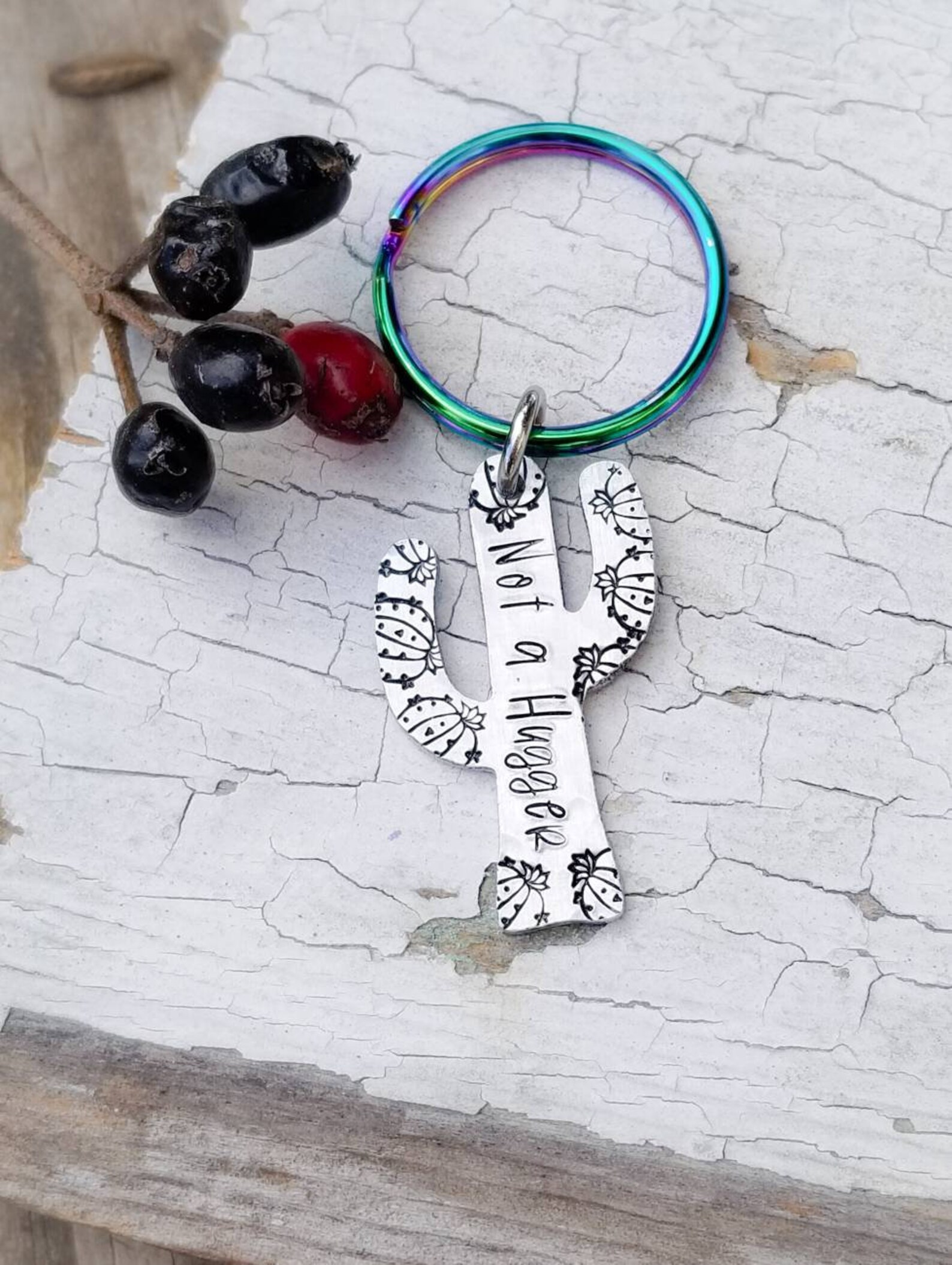 Cactus Keychain Not a Hugger Keychain Cactus Car | Etsy