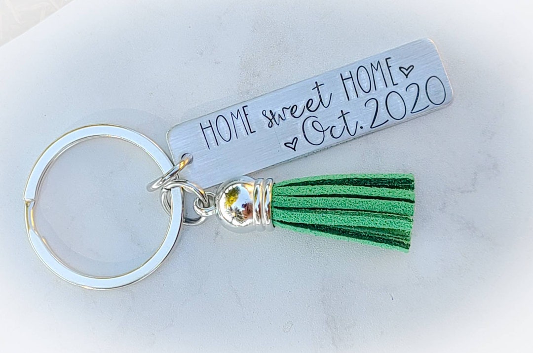 Custom Hand Stamped New Home Keychain, Tassel Keyring - Etsy