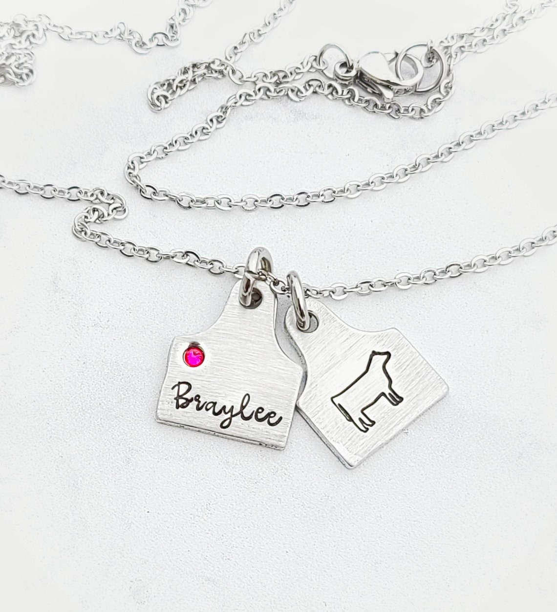 Tiny Ear Tag Mom Necklace Mixed Metal Tag Multiple Ear Tags | Etsy