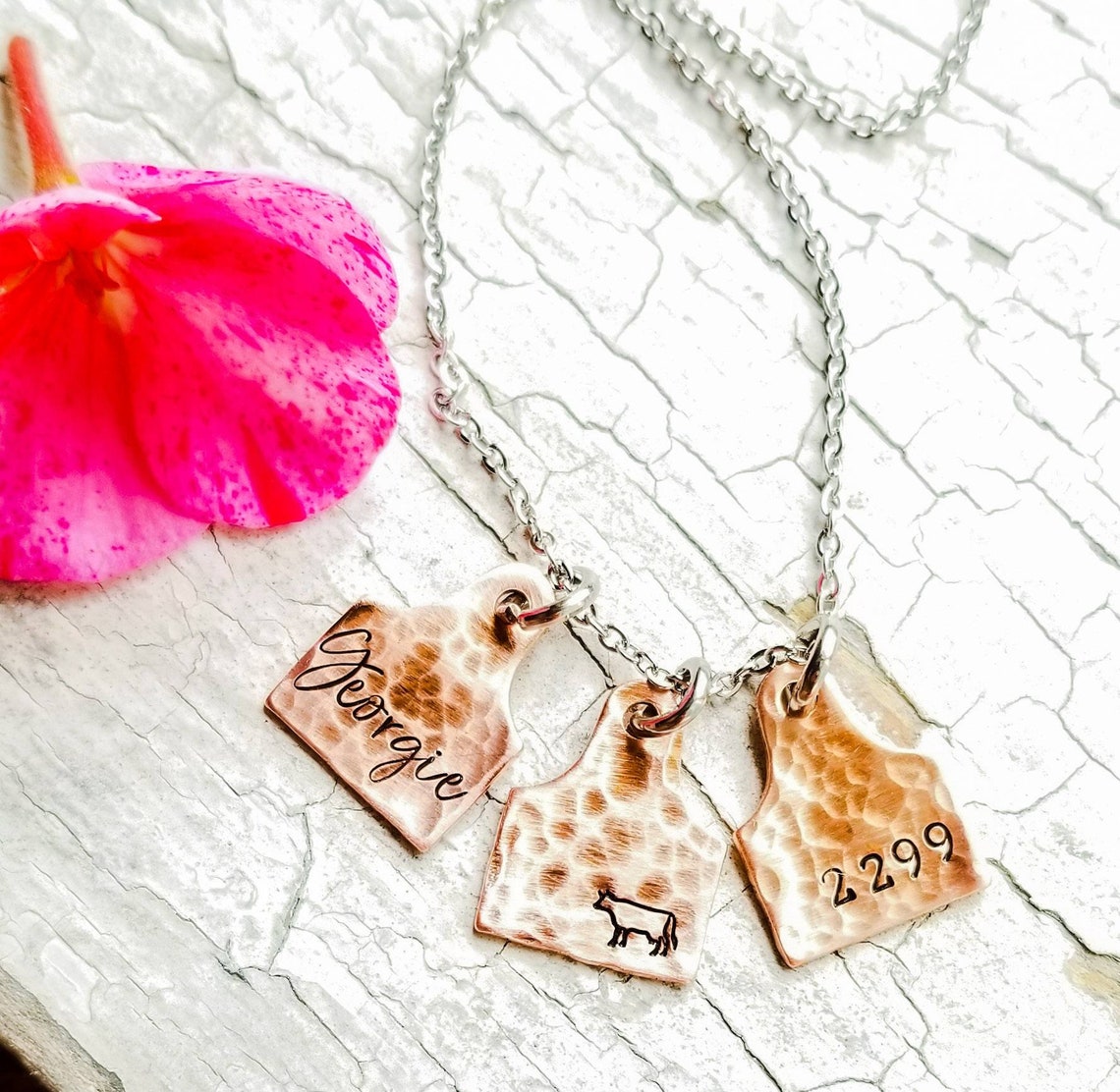 Textured tiny ear tag mixed metal tag multiple ear tags cow | Etsy