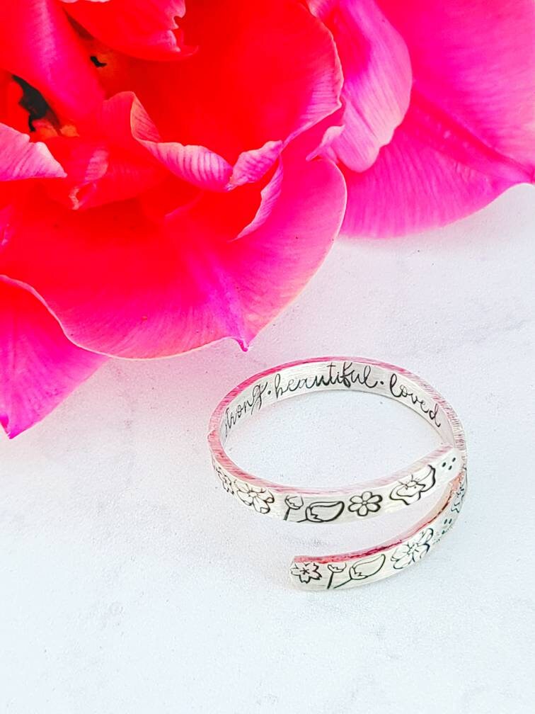 Hidden Message Wrap Ring Sterling Silver Adjustable Ring | Etsy