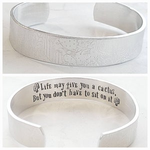 Hidden Message Cuff, Cacti Quote Cuff, Sit on a Cactus, Custom Bracelet ...