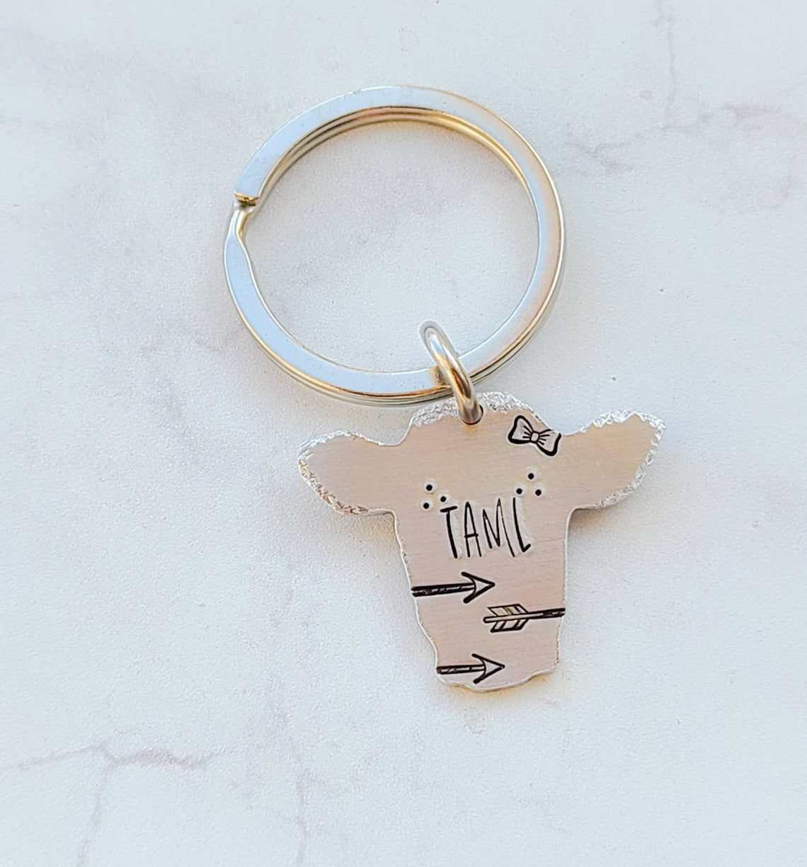 Hand Stamped Cow Keychain, Tassel Ear Tag, Personalized Farm Gift - Etsy