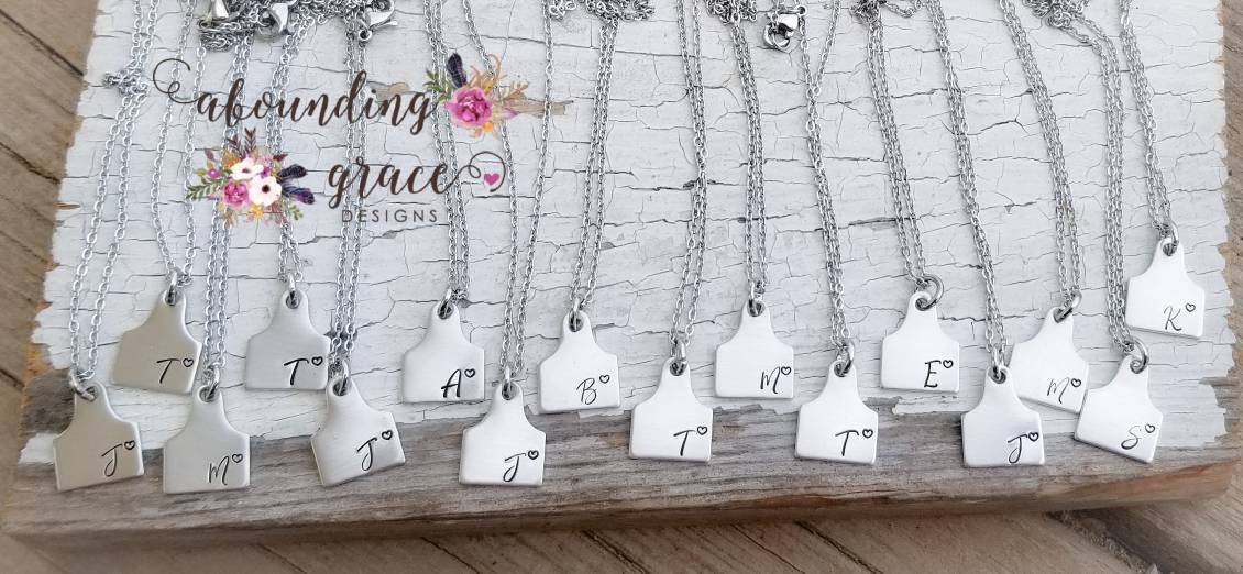 Hand Stamped Pewter Cattle Tag Necklace, Farm Animal Jewelry - Etsy