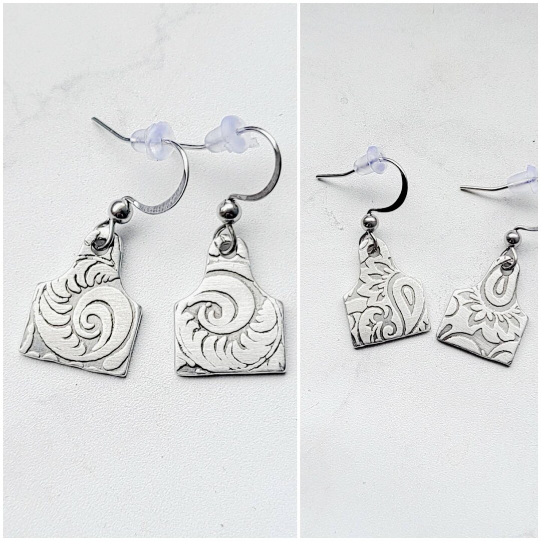 Cow Ear Tag Earrings, Cattle Tag Earrings, Small Personalized Tag ...